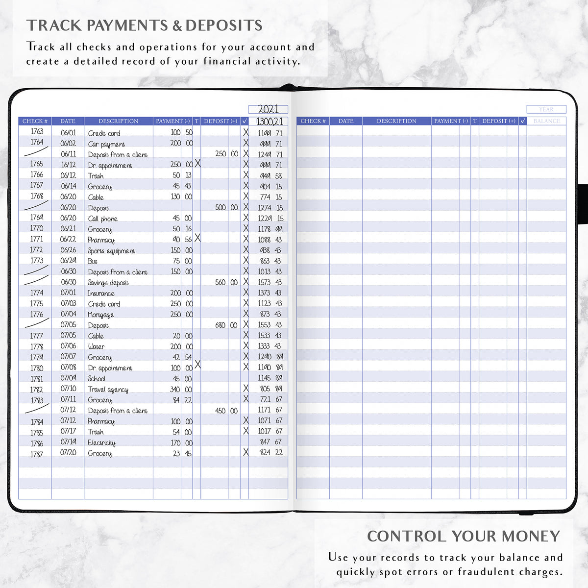 Check Register – Accounting Ledger – LEGEND