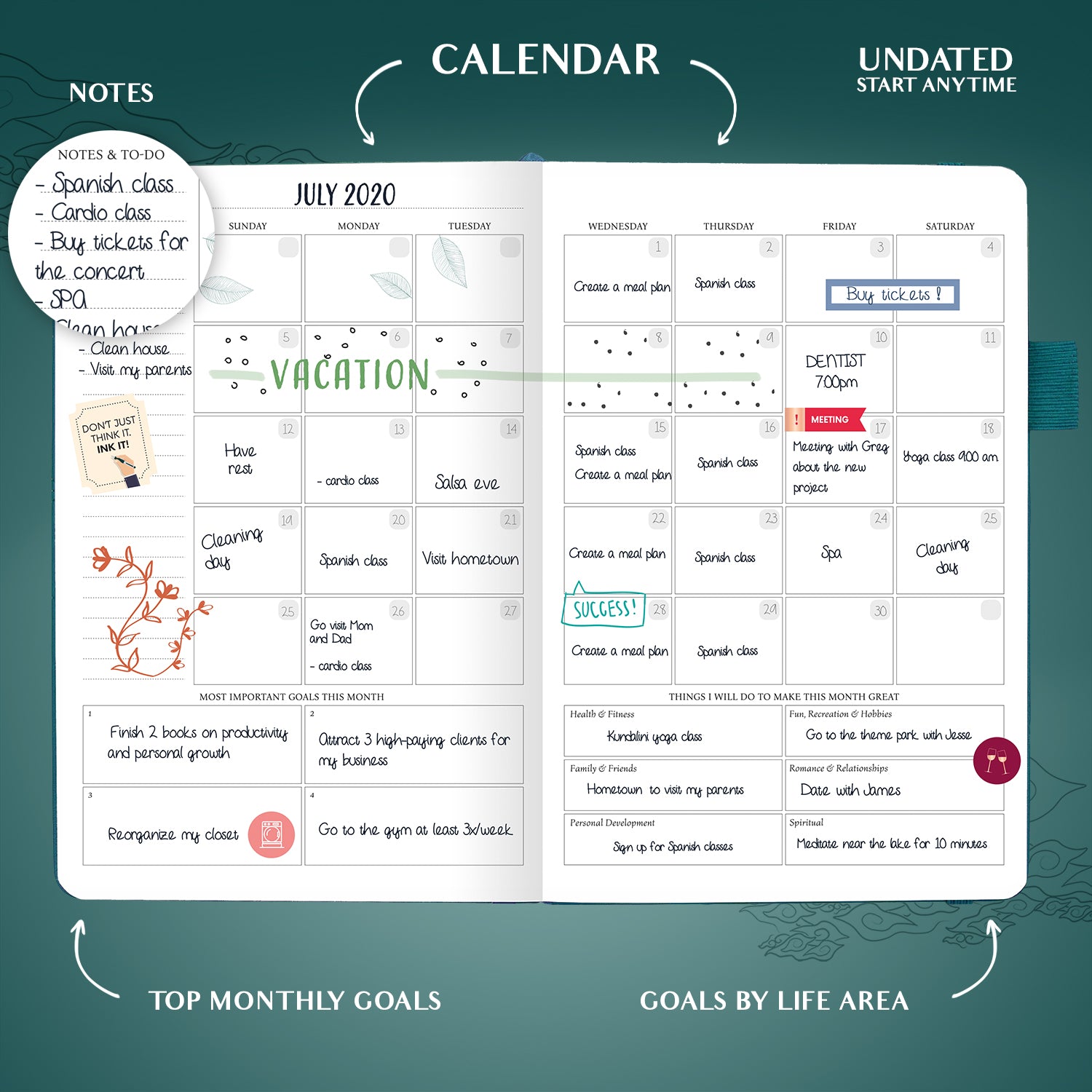 Weekly Undated Planner – LEGEND