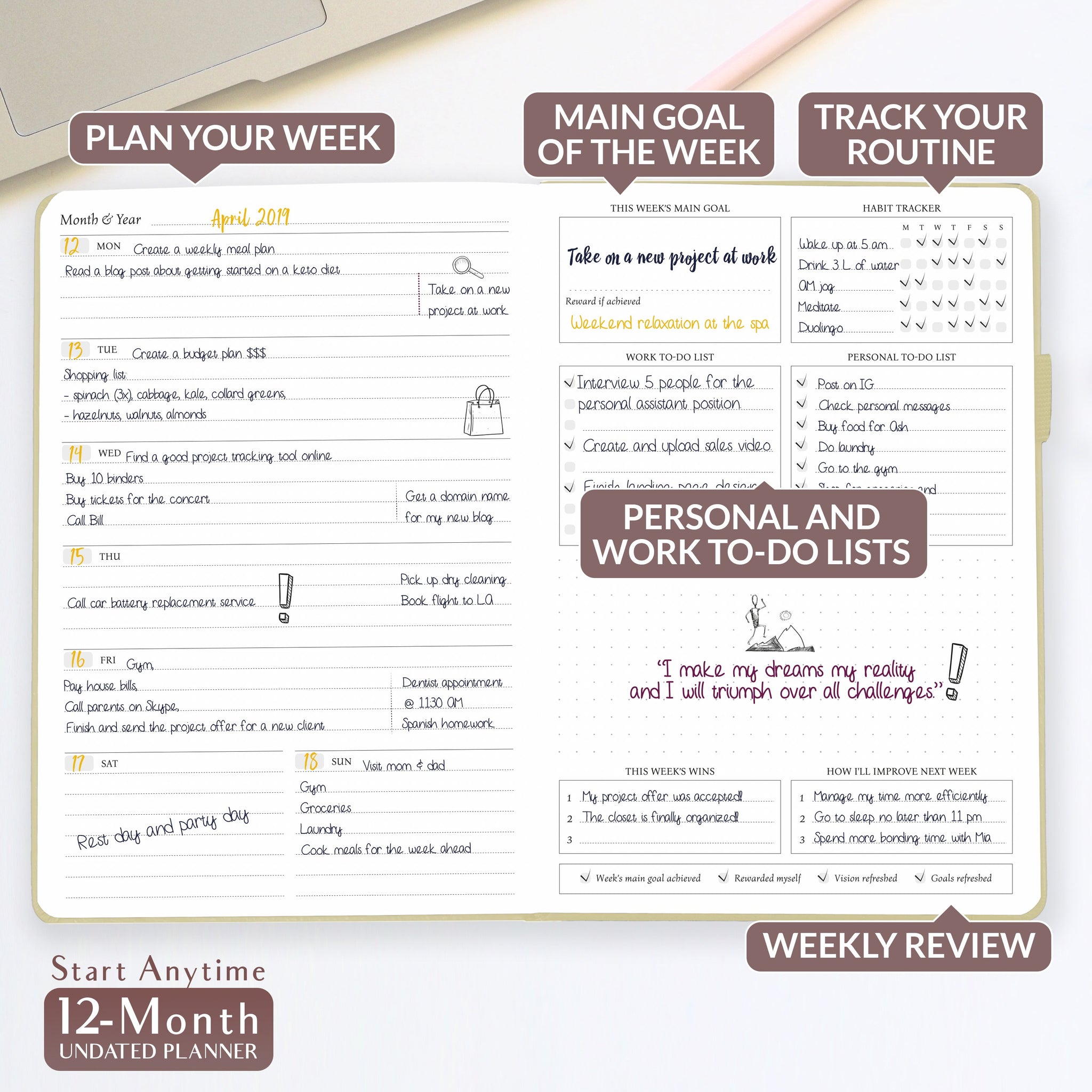 Weekly Undated Planner – LEGEND