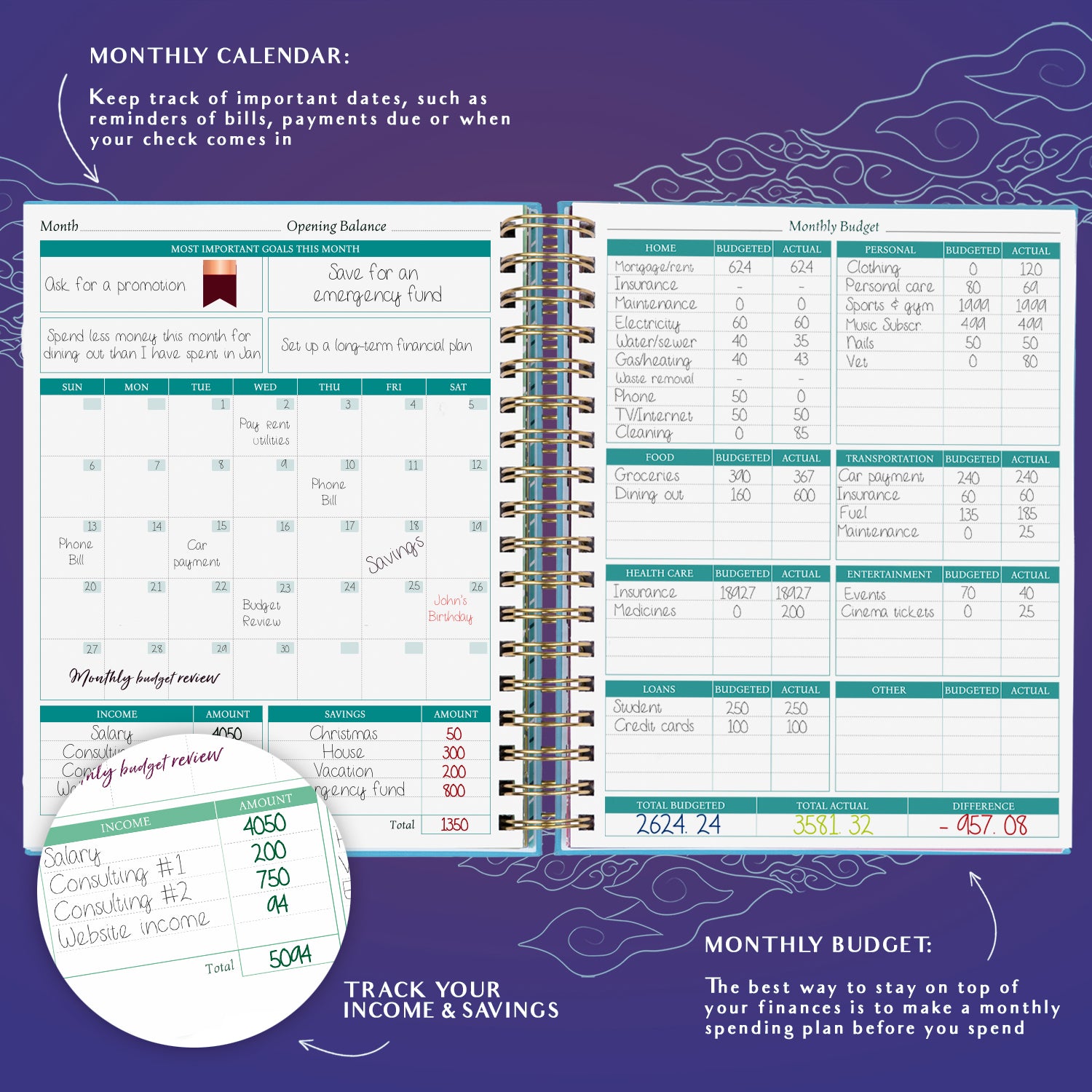 Budget Planner & Bill Organizer with Pockets – LEGEND